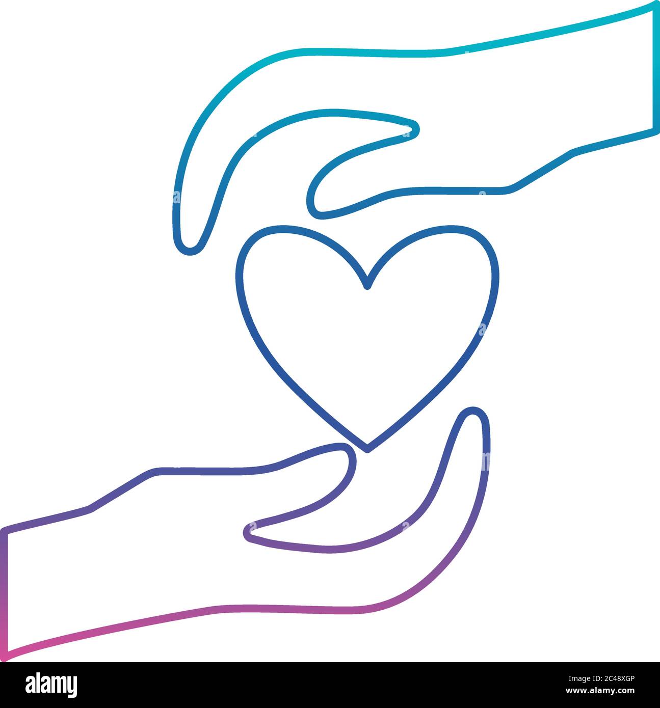 Heart between hands degraded line style icon design of love passion and ...