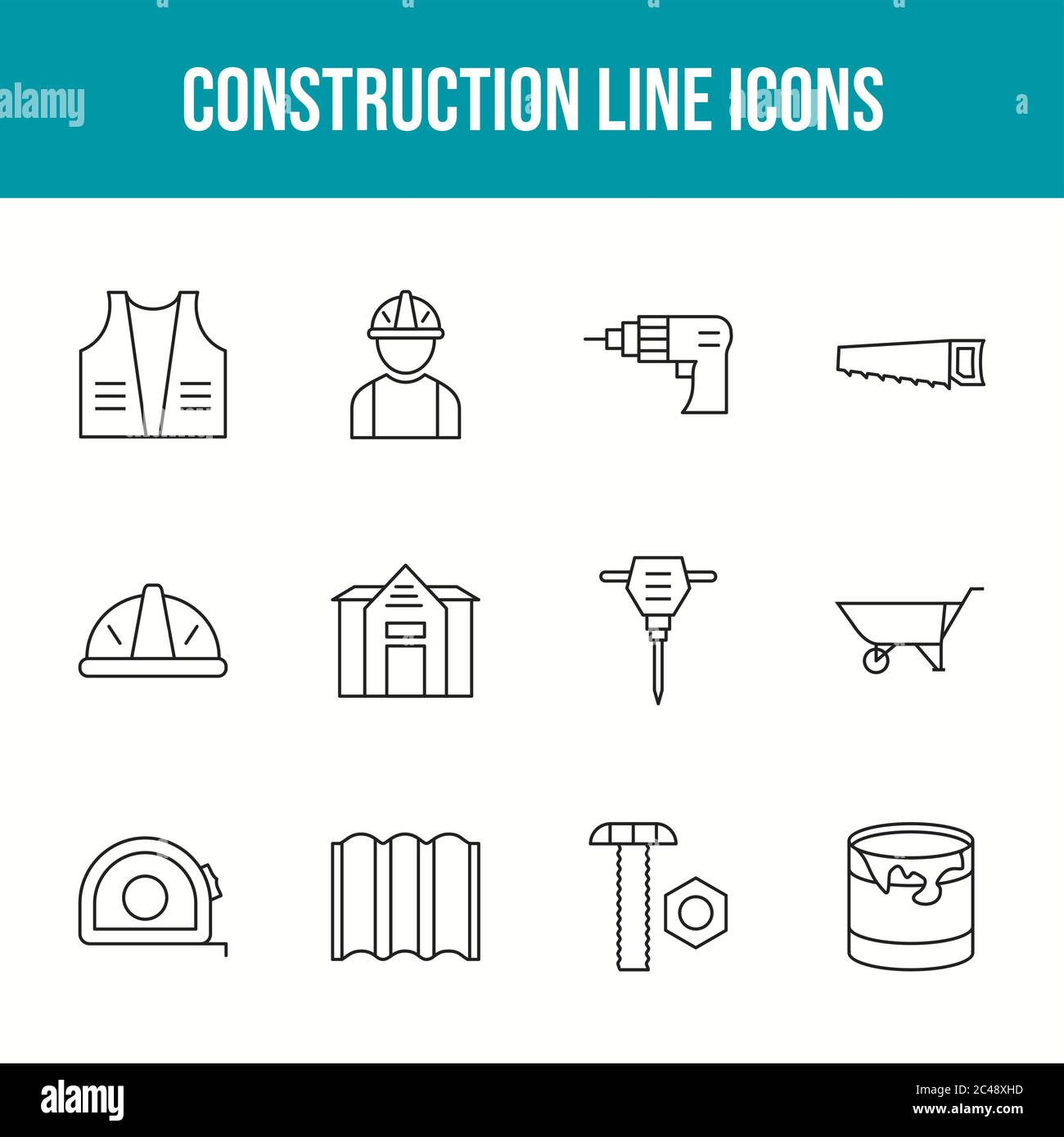Beautiful Construction 12 Vector Icons Stock Vector Image & Art - Alamy