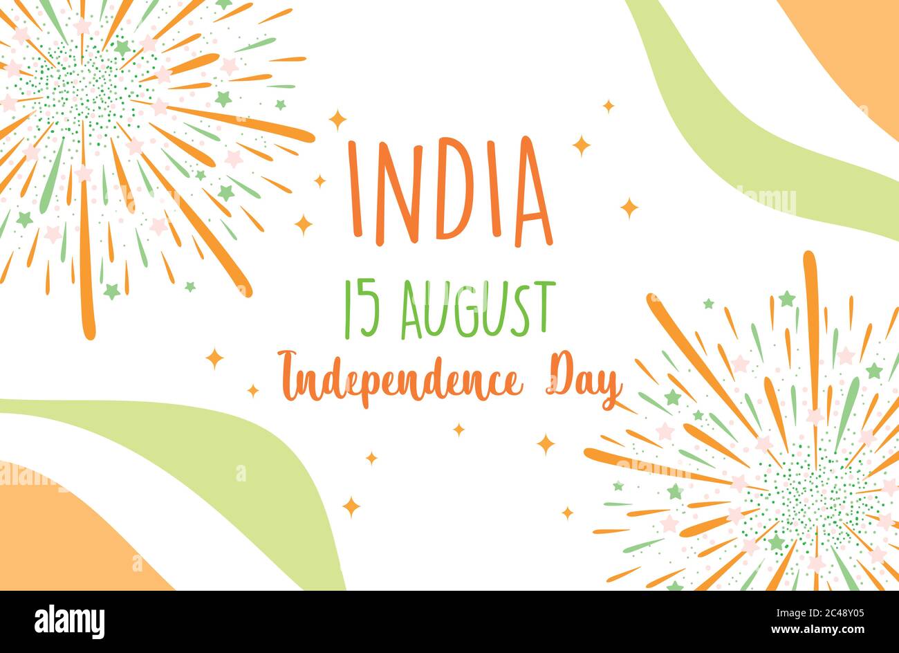 happy independence day india, fireworks flag color greeting card vector ...