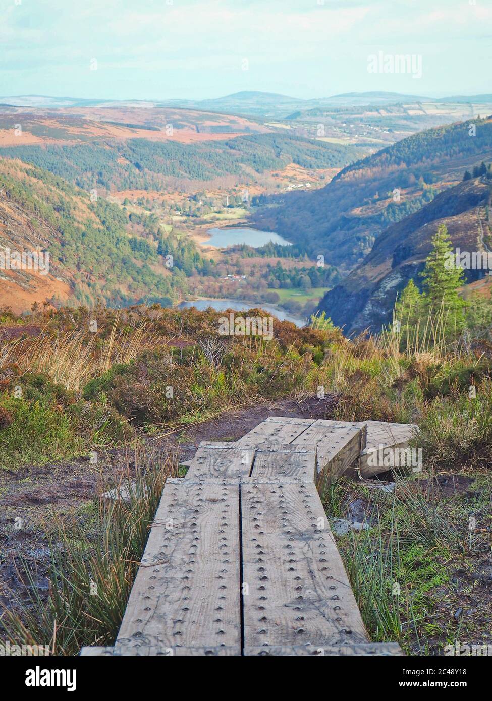 Wooden path in national park Wicklow mountains in Ireland Stock Photo ...
