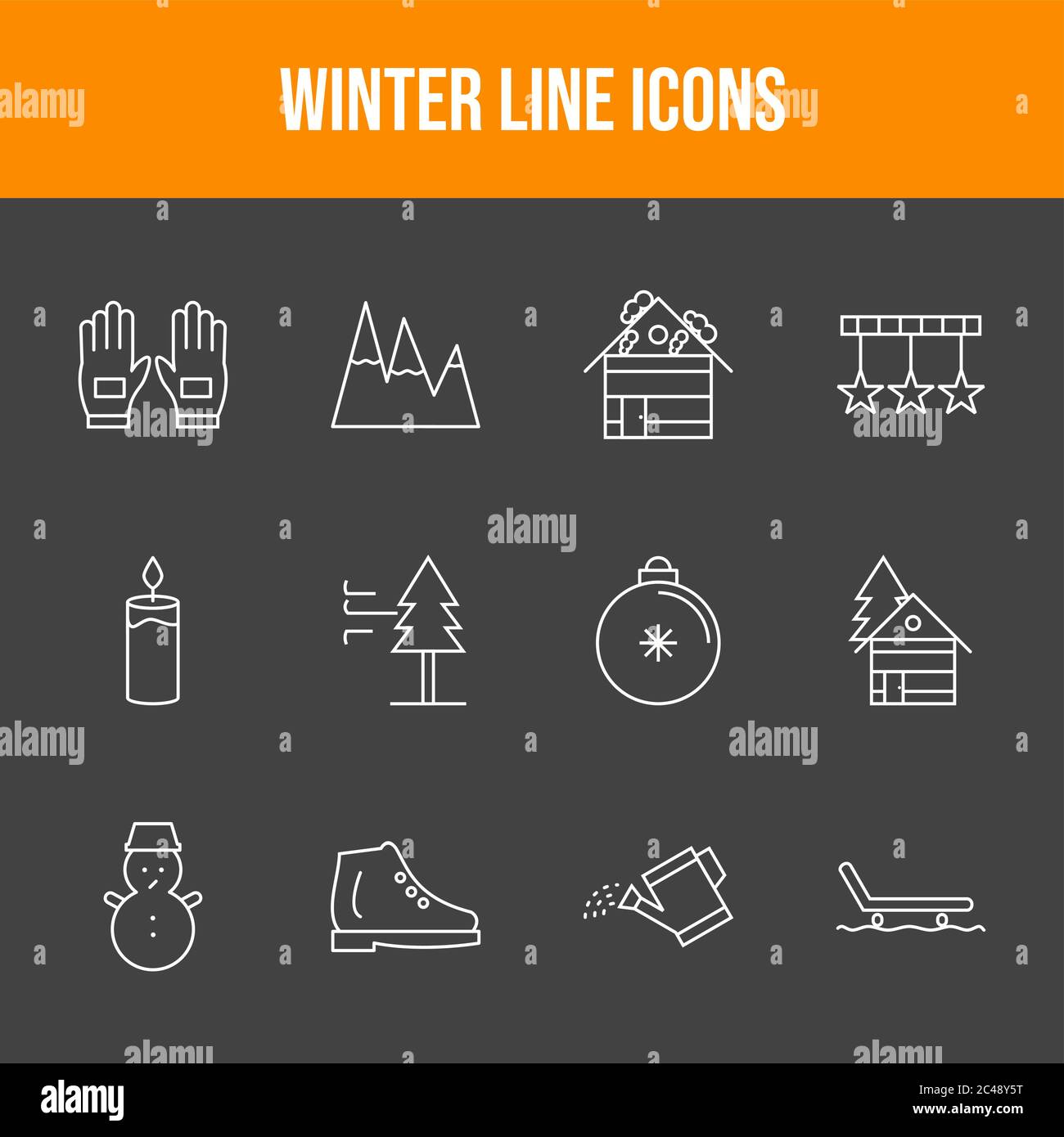 12 Vector Winter Icons in One Set Stock Vector Image & Art - Alamy