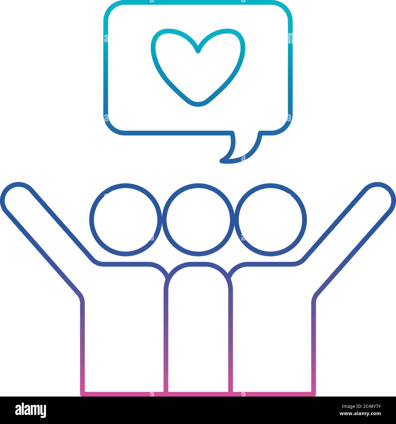 Avatars with heart inside bubble degraded line style icon design of ...