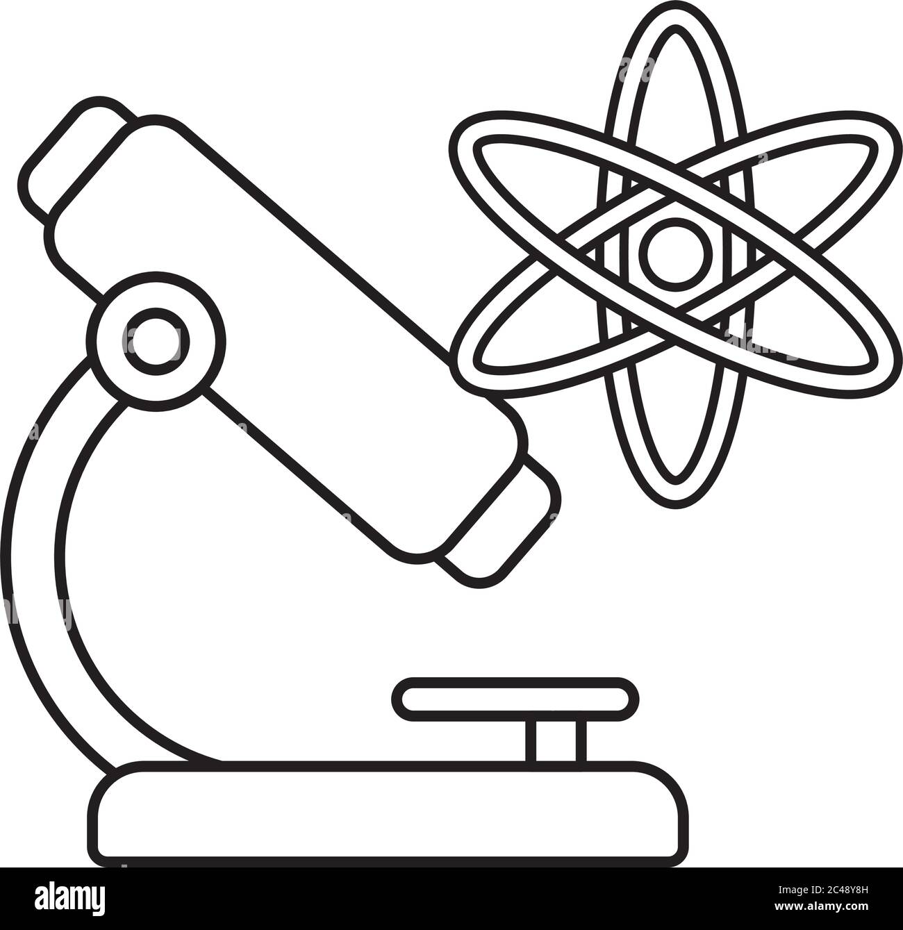 Atom and microscope line style icon design, science chemistry and ...