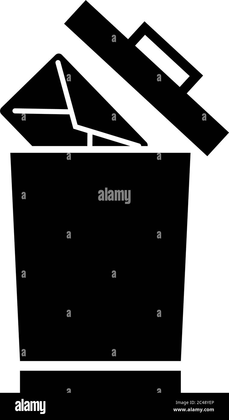 Delete Mail, Remove Email Letter to Trash. Flat Vector Icon ...