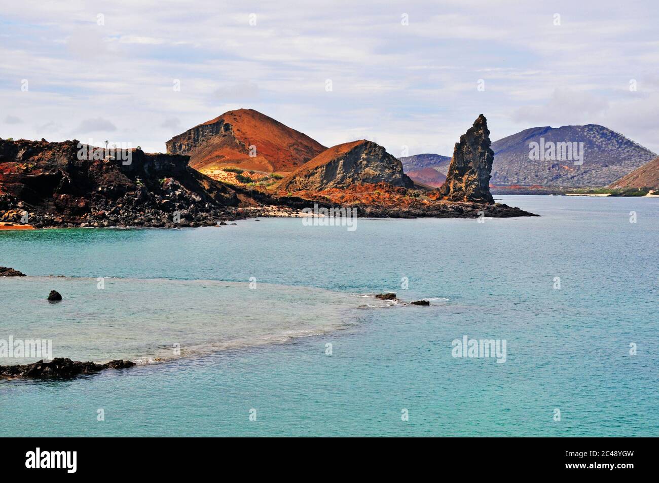 Pinacle rock, Bartolomé island, Galapagos islands, Ecuador Stock Photo ...