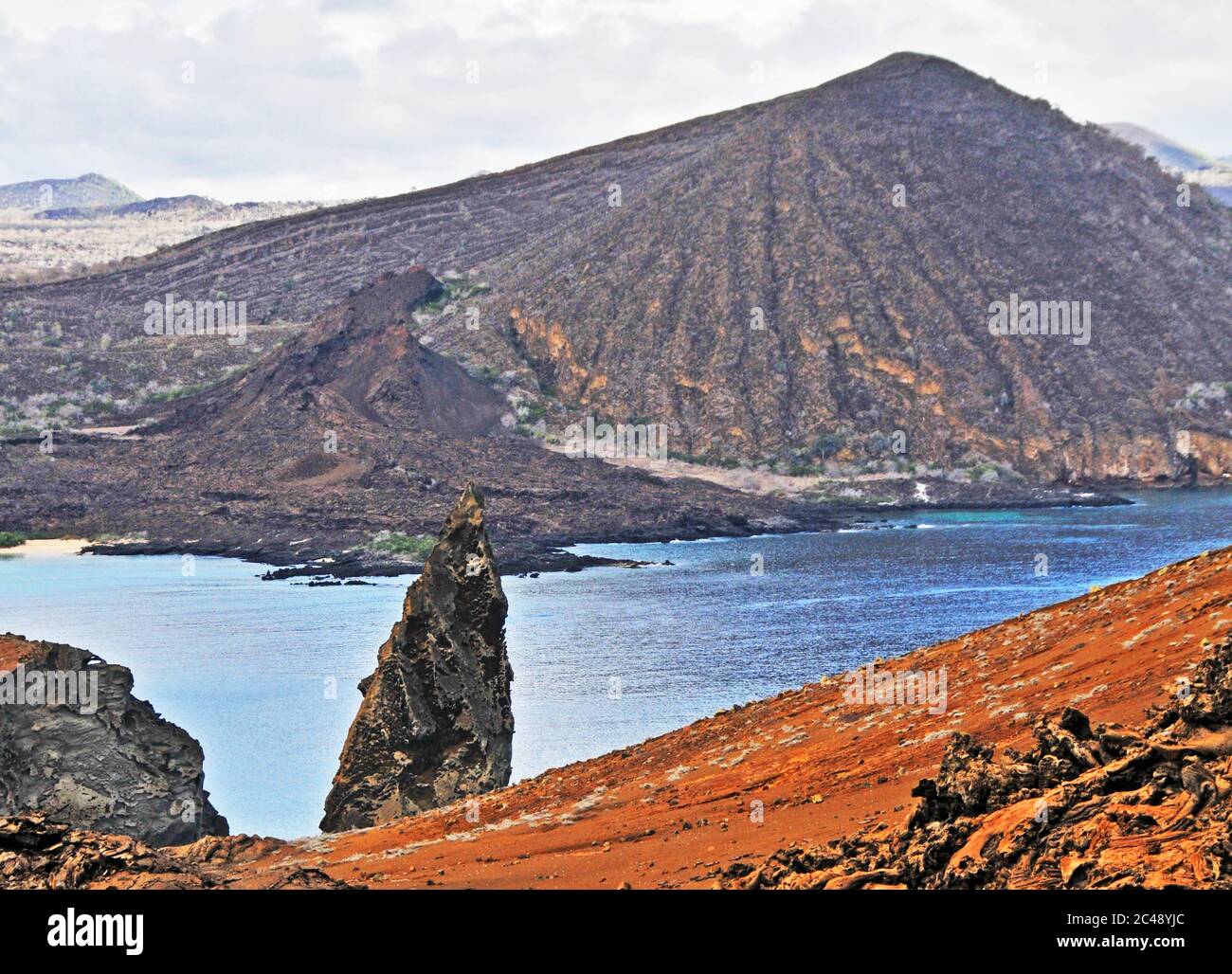 Pinacle rock, Bartolomé island, Galapagos islands, Ecuador Stock Photo ...