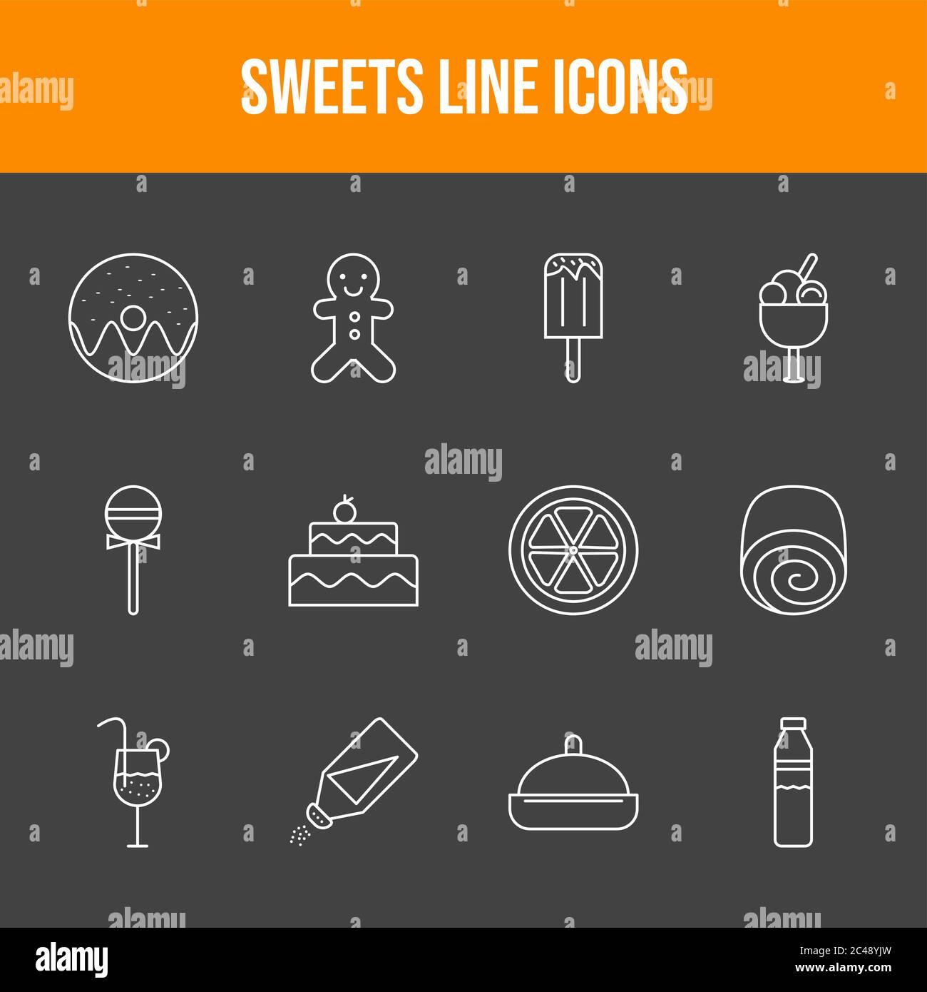 Unique Line Set of Sweets Icons Stock Vector Image & Art - Alamy