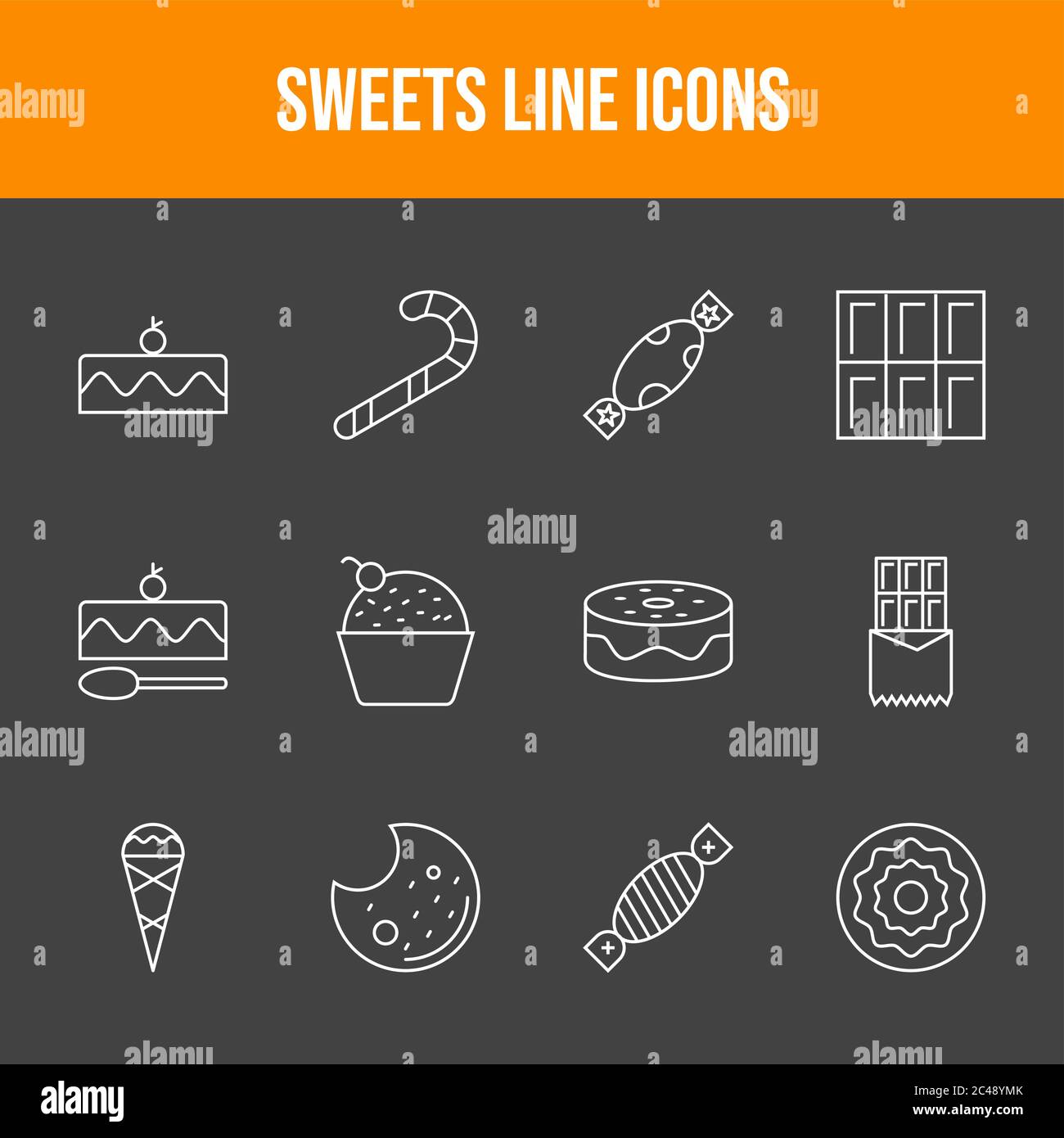 Unique Sweets Line Icons Set Stock Vector Image & Art - Alamy