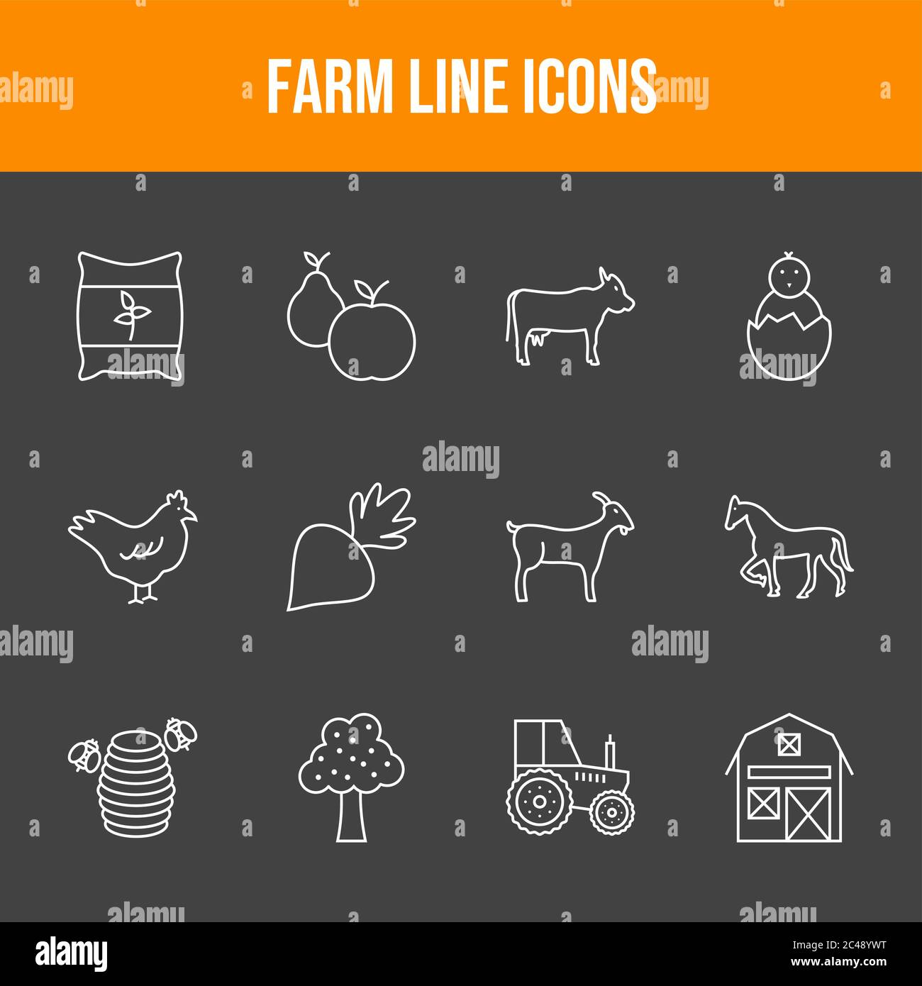 Unique Farming Line Icons Set Stock Vector Image & Art - Alamy