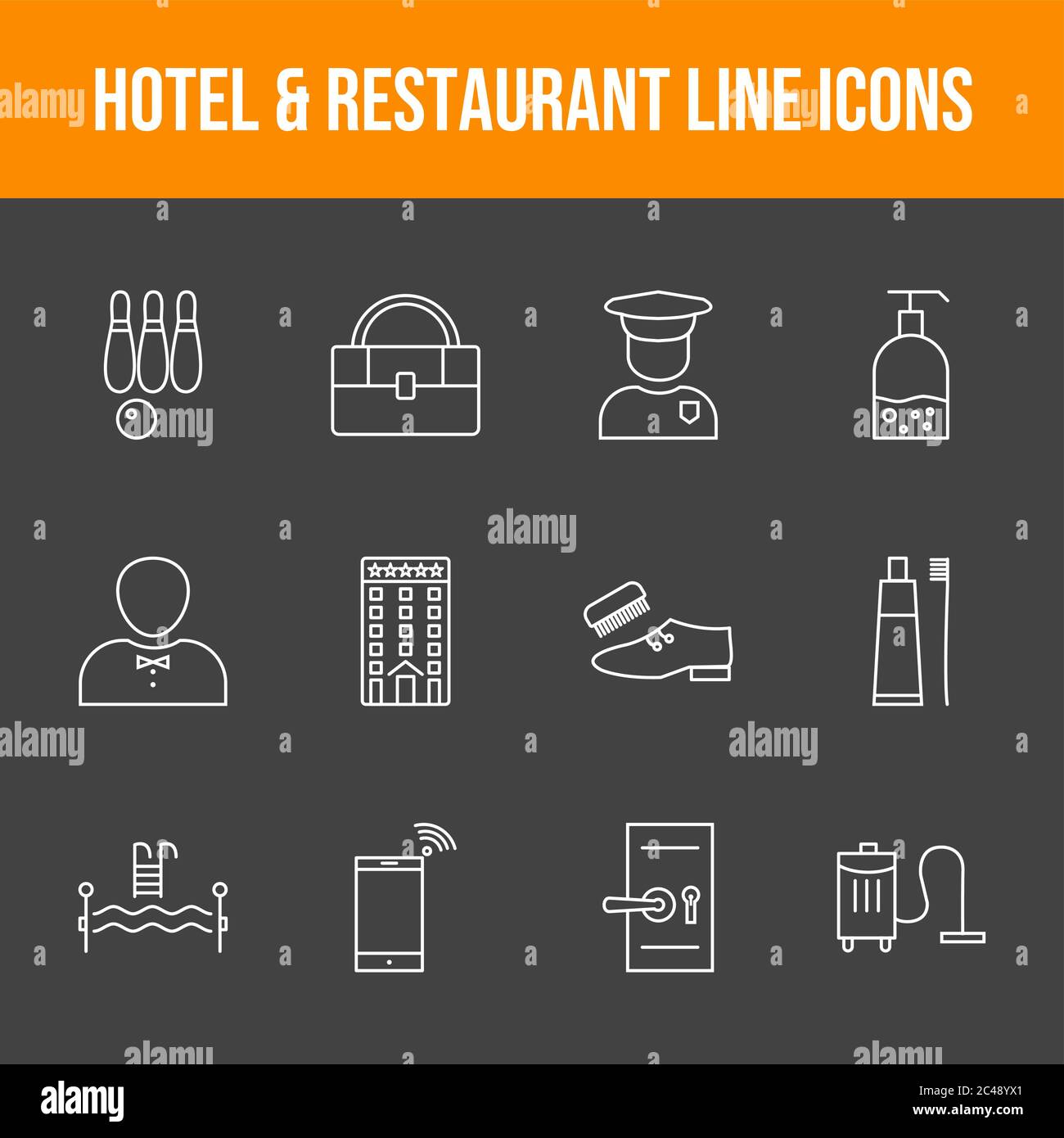 Beautiful Hotel & Restaurant 12 Vector Icons Stock Vector Image & Art ...