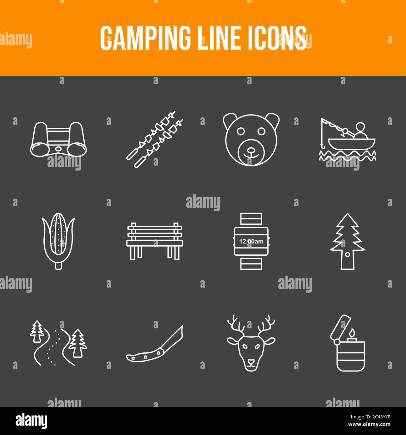 Unique Camping Line Icons Set Stock Vector Image & Art - Alamy
