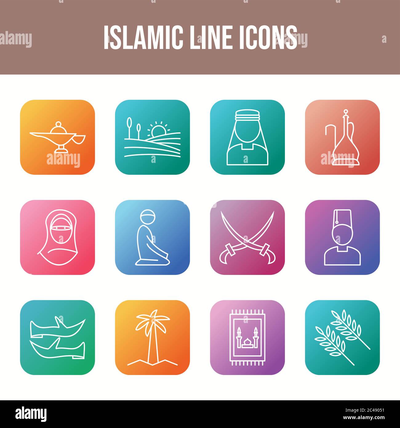 Unique Line Set of Islamic Icons Stock Vector Image & Art - Alamy