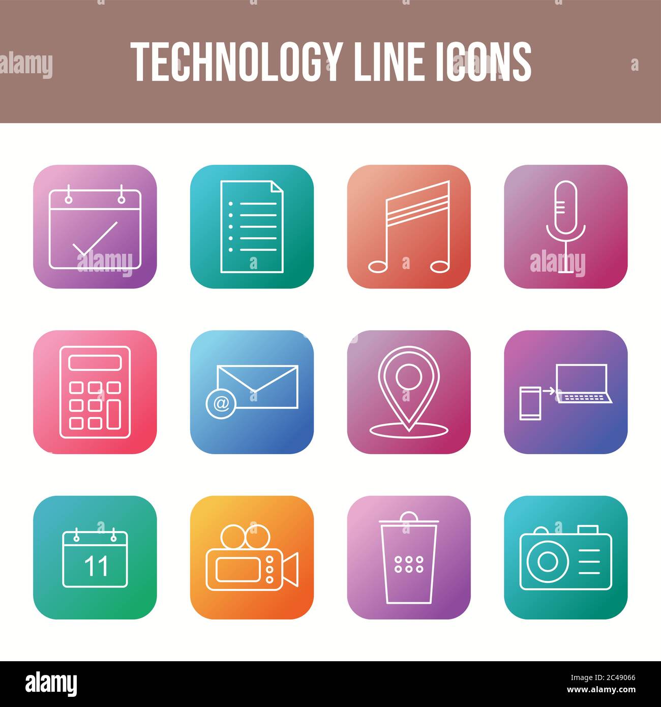Unique Line Set of Technology Icons Stock Vector Image & Art - Alamy