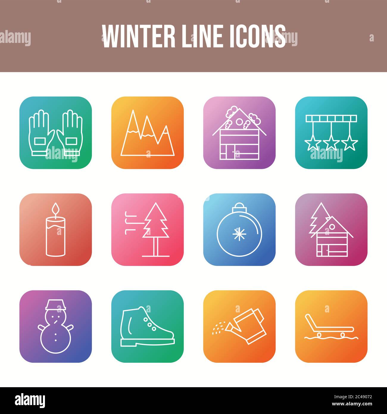 12 Vector Winter Icons in One Set Stock Vector Image & Art - Alamy