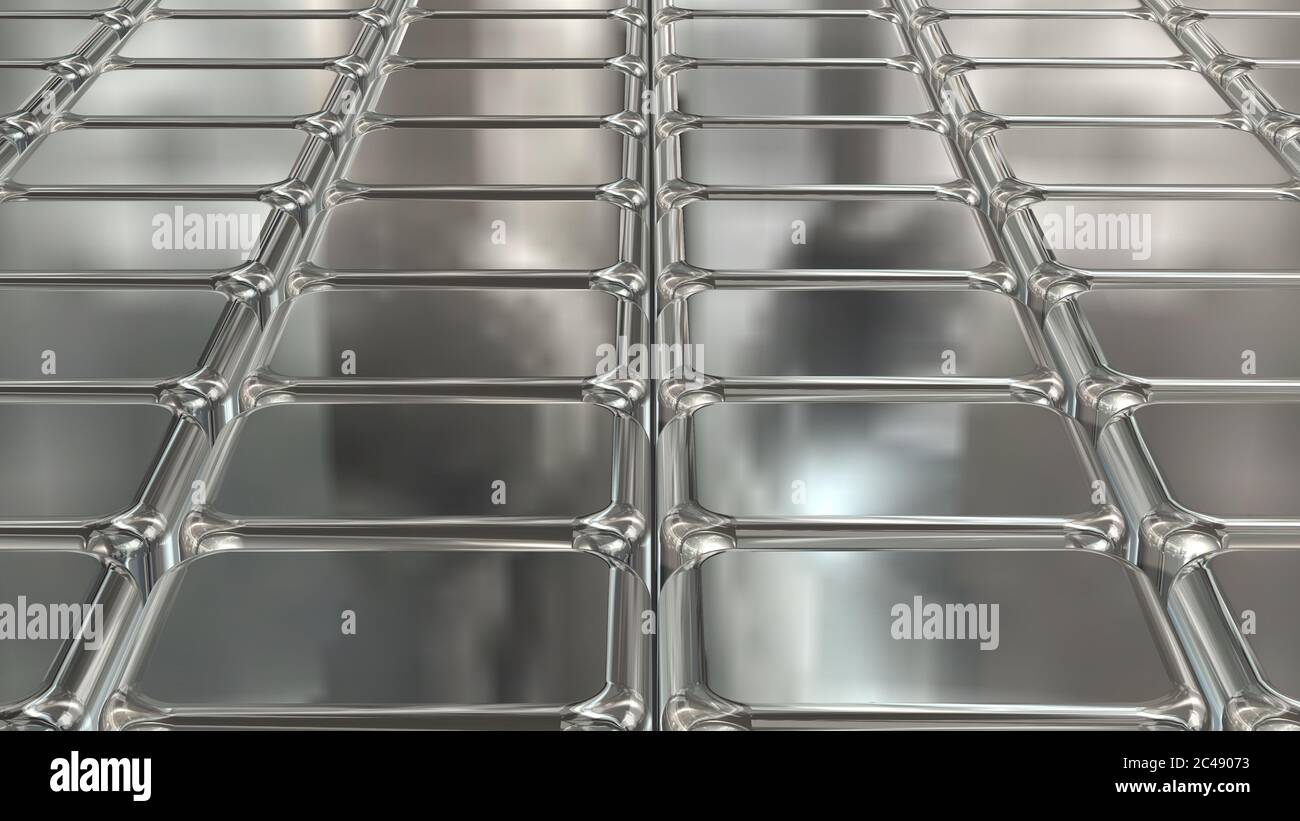 Silver metal cubes arranged to a background - 3D rendering Stock Photo ...