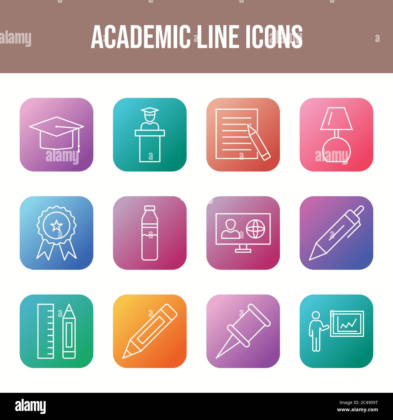 Unique Line Academic Icons Set Stock Vector Image & Art - Alamy