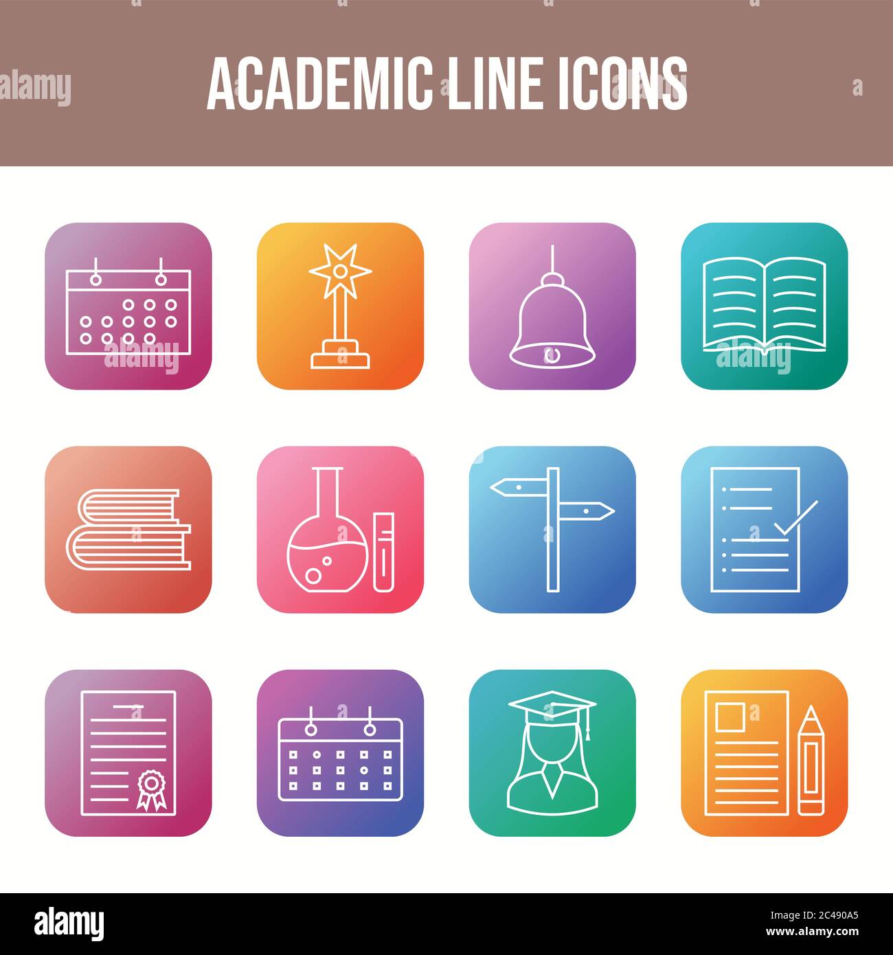 Set of 12 Unique Academic Vector Icons Stock Vector Image & Art - Alamy