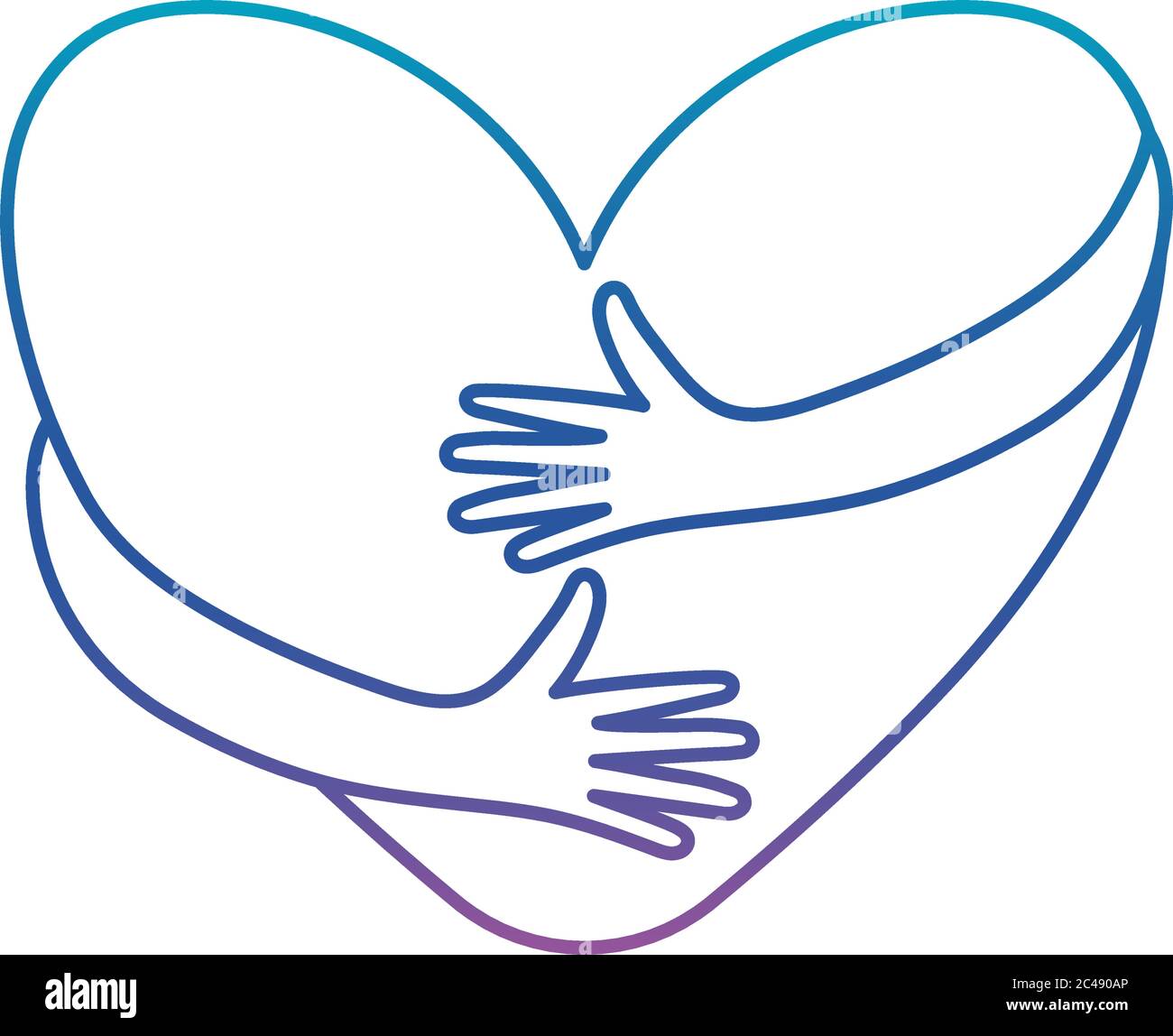 Heart with arms hugging degraded line style icon design of love passion ...