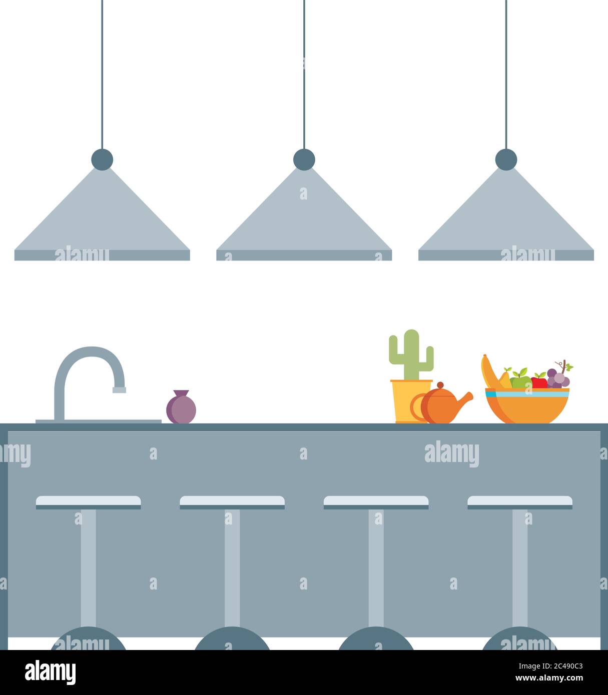 Modern Flat Design Kitchen Interior Vector Illustration Stock Vector ...