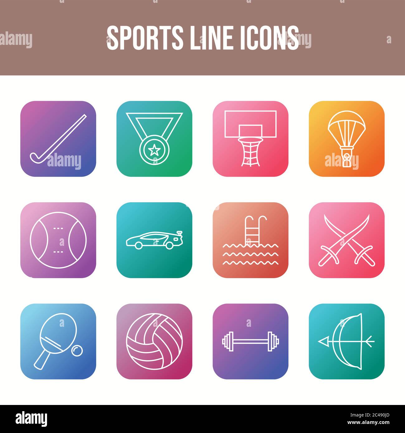 Unique Sports Line Icons Set Stock Vector Image & Art - Alamy