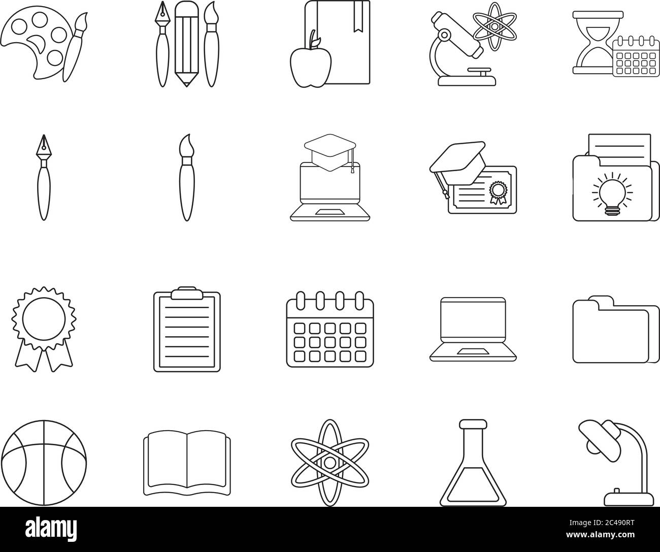 Line style icon set design, Eduaction school university class lesson ...