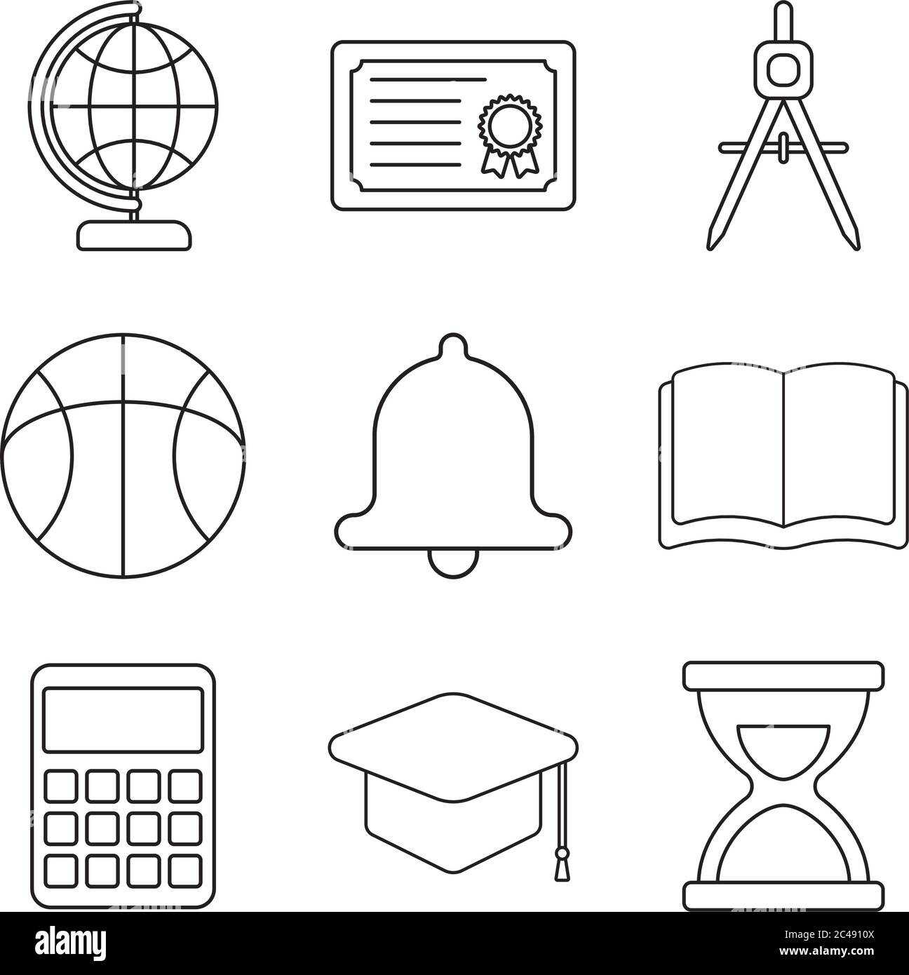 Line style icon set design, Eduaction school university class lesson ...