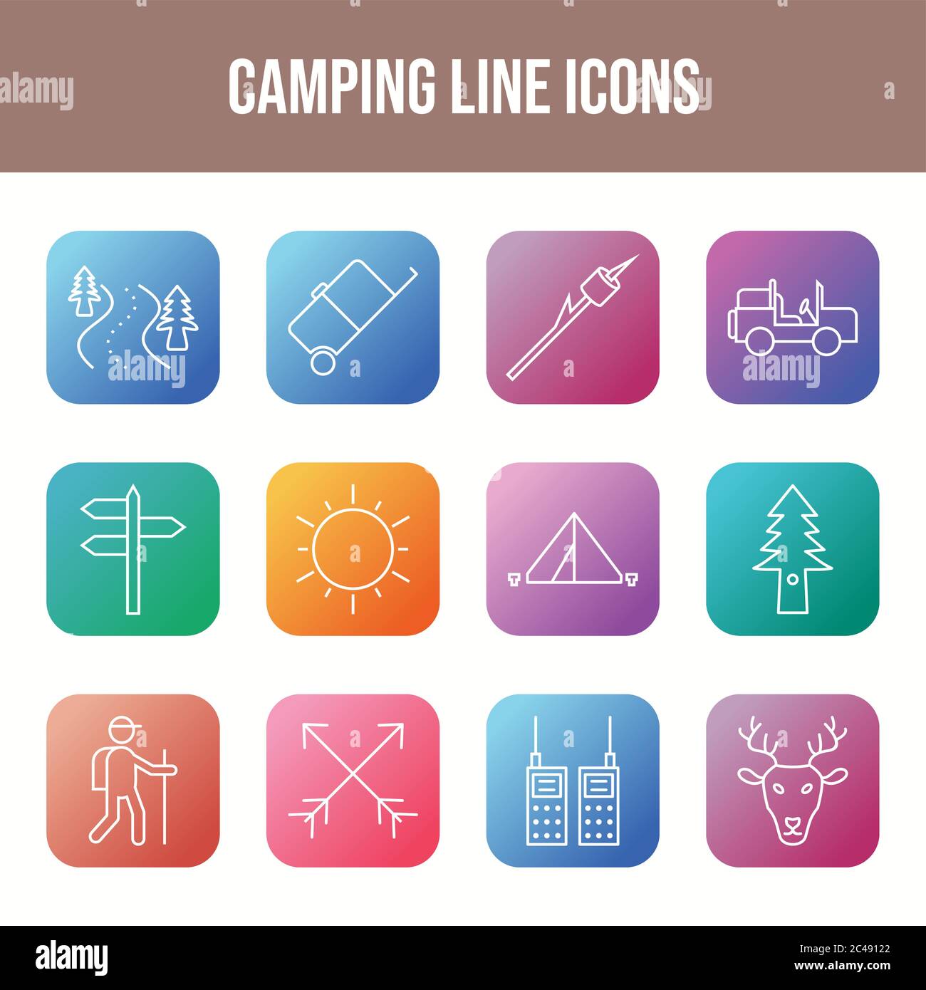 Unique Camping Line Icons Set Stock Vector Image & Art - Alamy