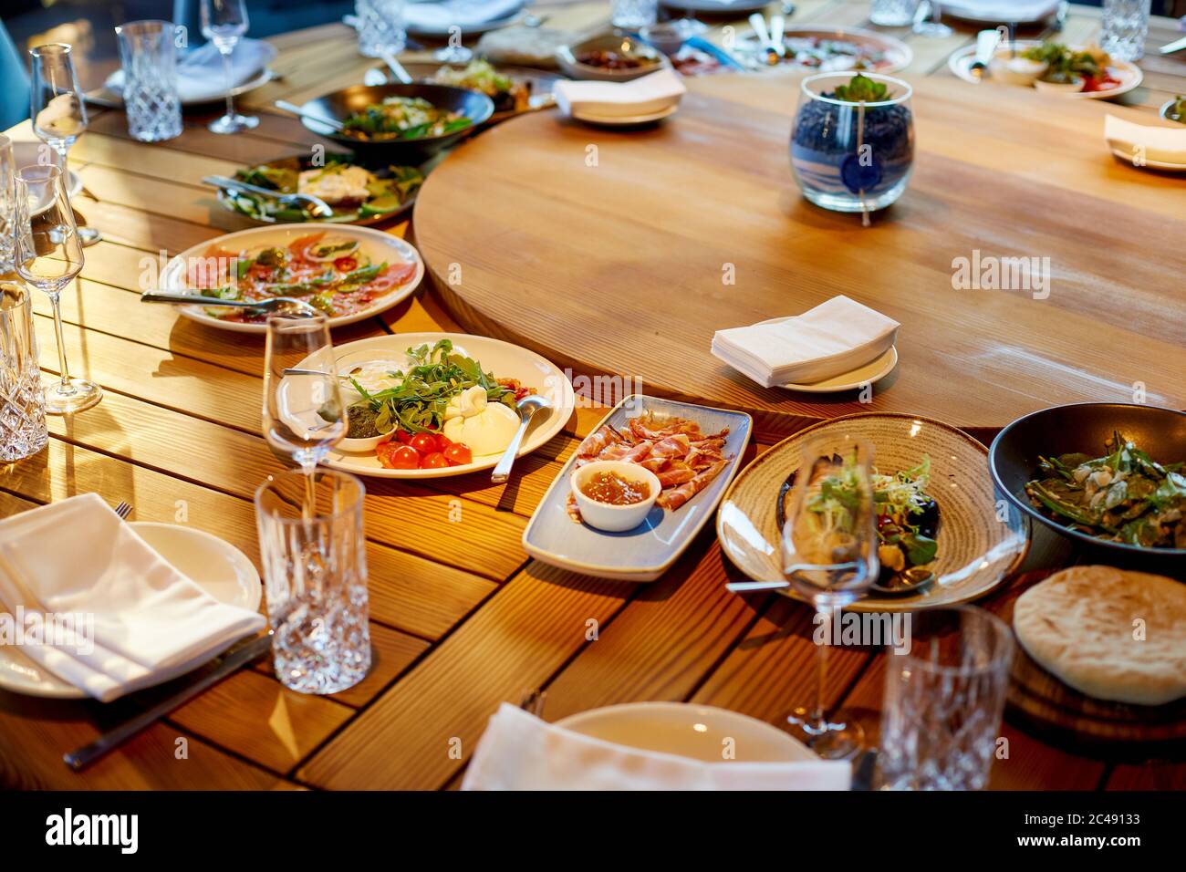 gourmet dinner in a beautiful restaurant, expensive dishes Stock Photo ...