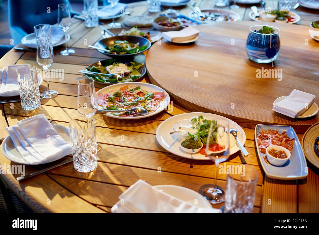 gourmet dinner in a beautiful restaurant, expensive dishes Stock Photo ...
