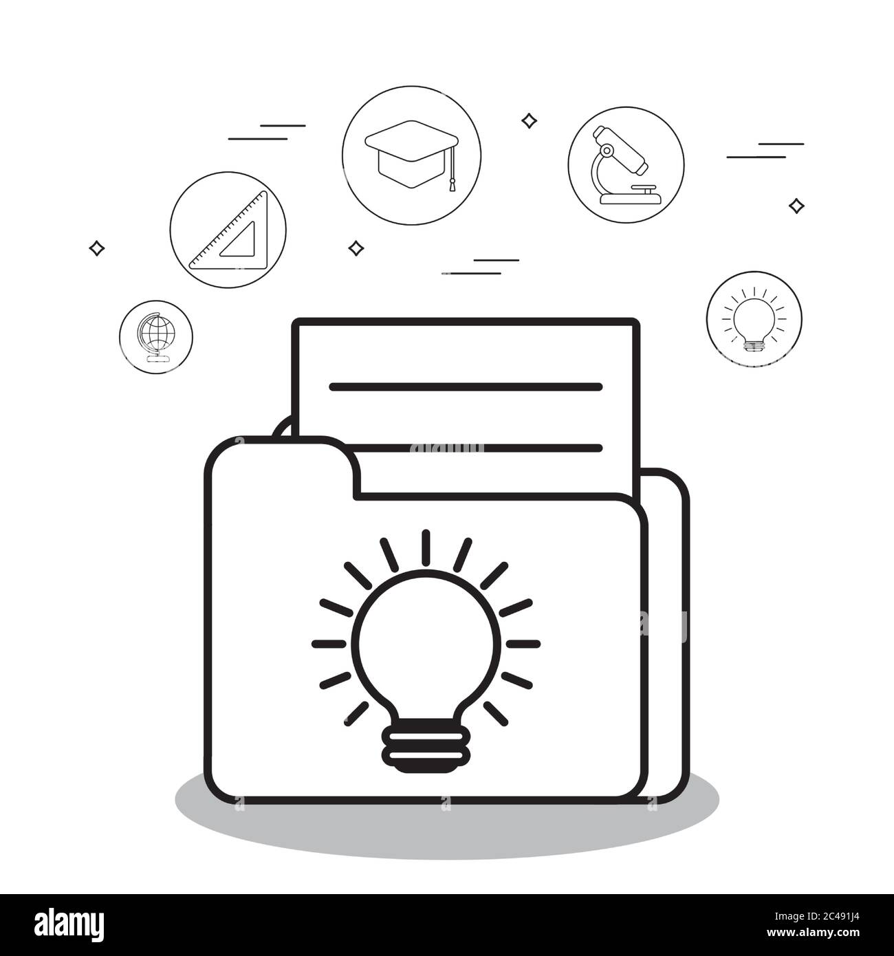file with light bulb and icon set design, Eduaction school university ...