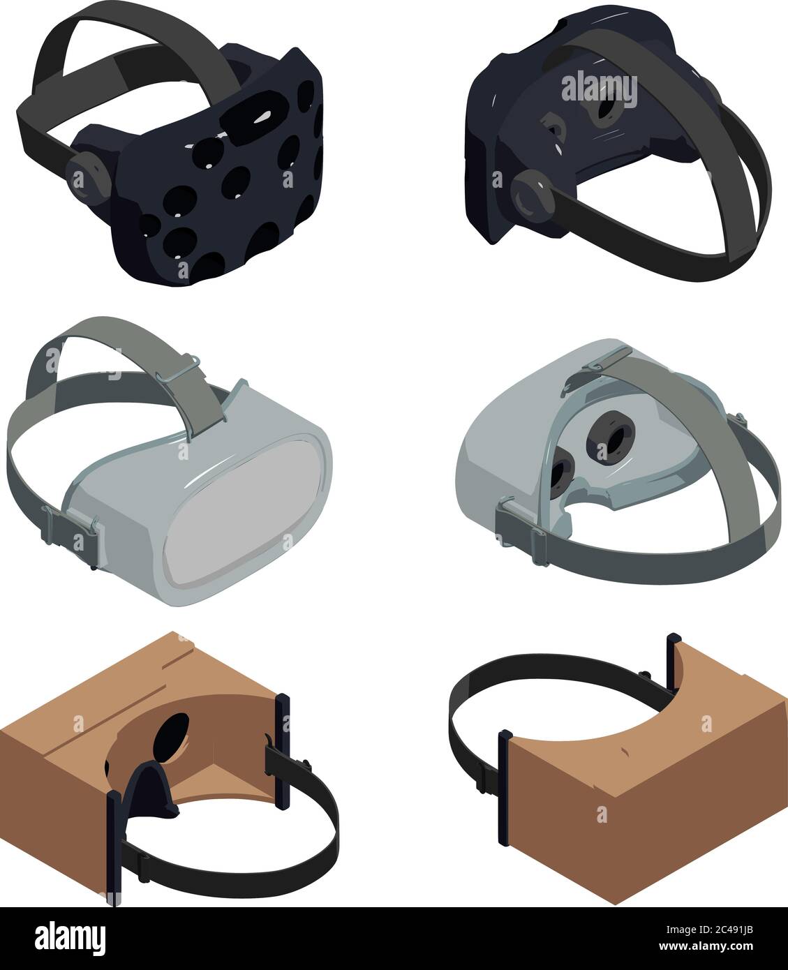 Game goggles icons set. Isometric set of game goggles vector icons for ...