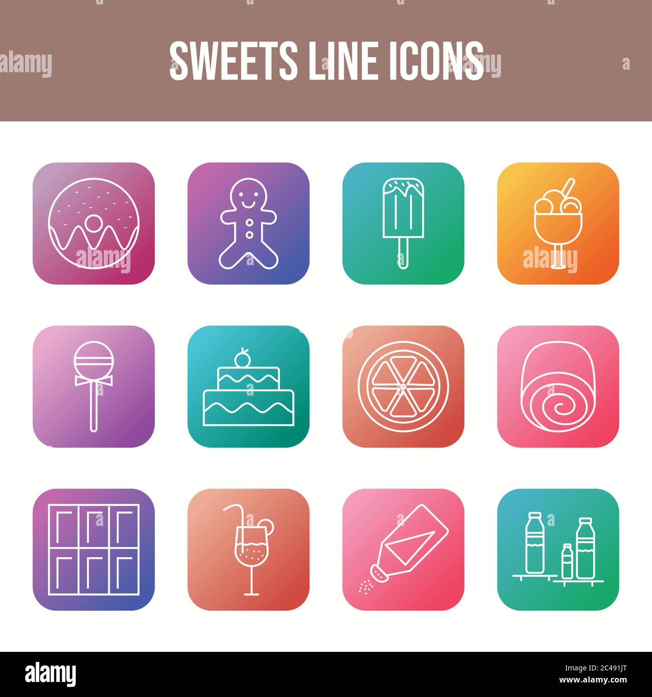 Unique Line Set of Sweets Icons Stock Vector Image & Art - Alamy