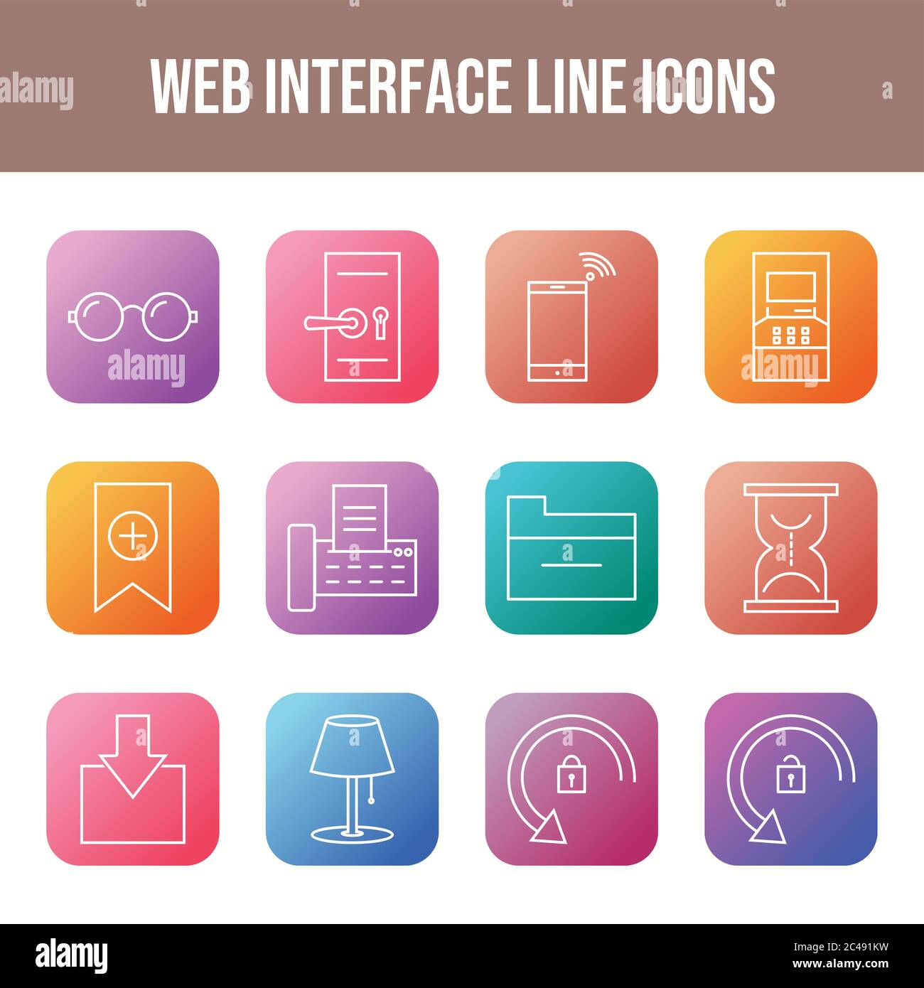 Web Interface 12 Vector Icons in One Set Stock Vector Image & Art - Alamy