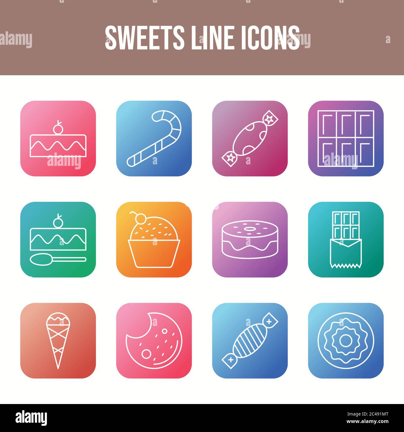 Unique Sweets Line Icons Set Stock Vector Image & Art - Alamy
