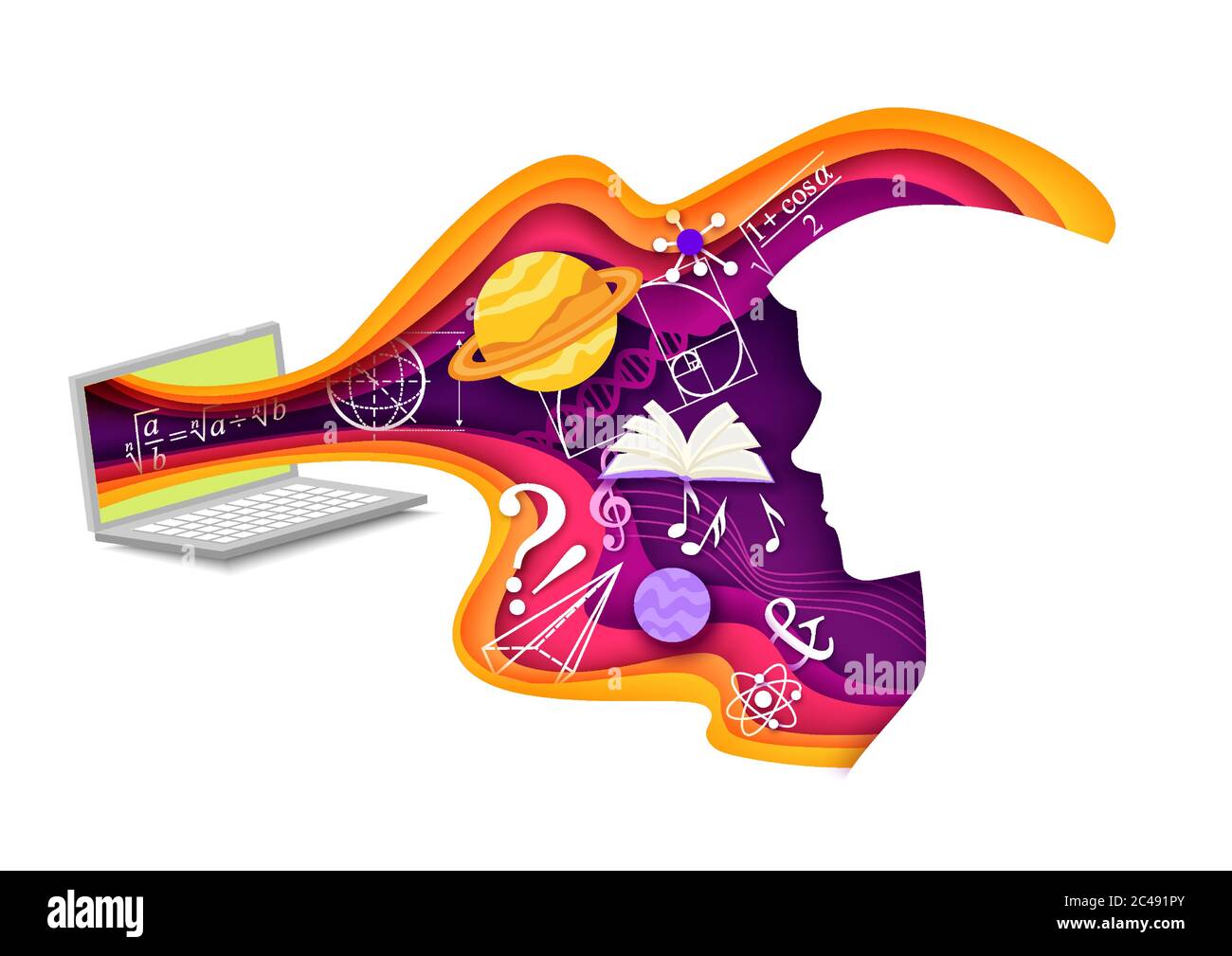 Vector layered paper cut style science learning composition Stock ...