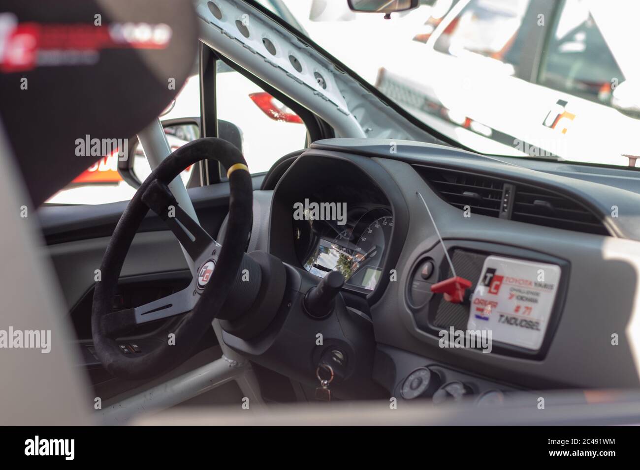Skradin Croatia June 2020 Interior cockpit view of a Toyota Yaris ...
