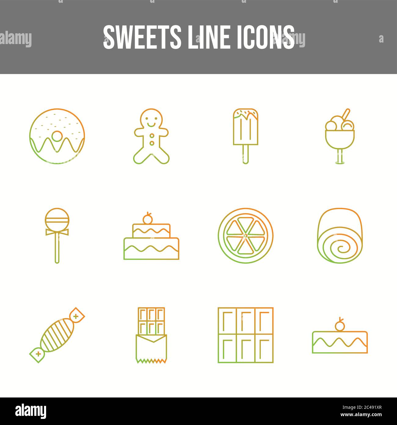 Unique Line Set of Sweets Icons Stock Vector Image & Art - Alamy