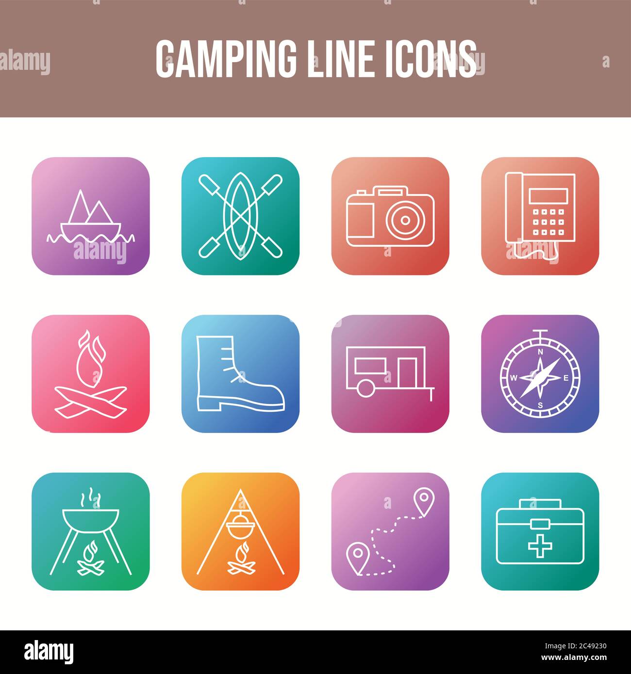 Set of 12 Unique Camping Vector Icons Stock Vector Image & Art - Alamy