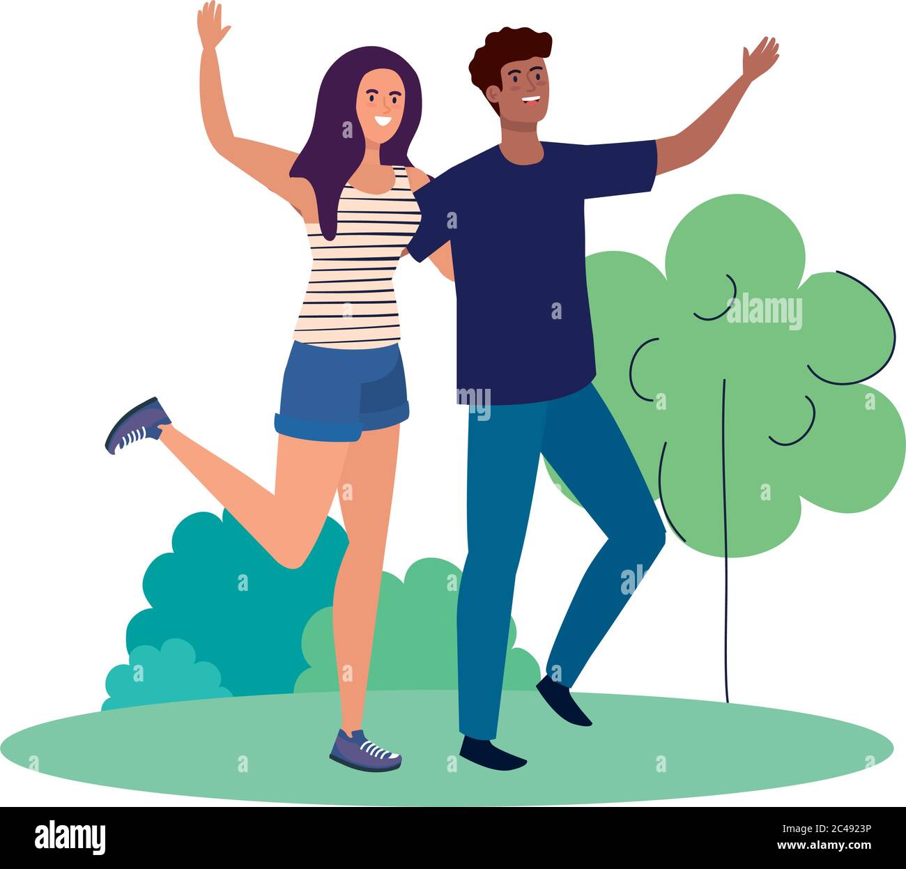 happy couple in landscape, healthy lifestyle, celebrating holiday Stock ...