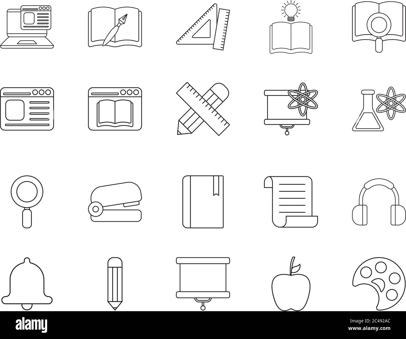 Line style icon set design, Eduaction school university class lesson ...