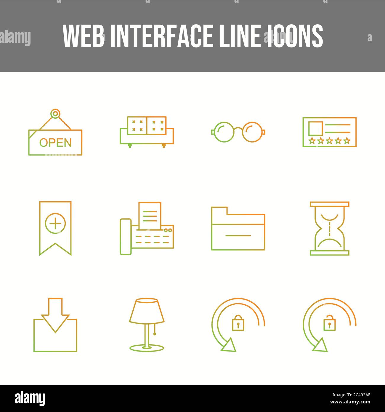 Web Interface 12 Vector Icons in One Set Stock Vector Image & Art - Alamy