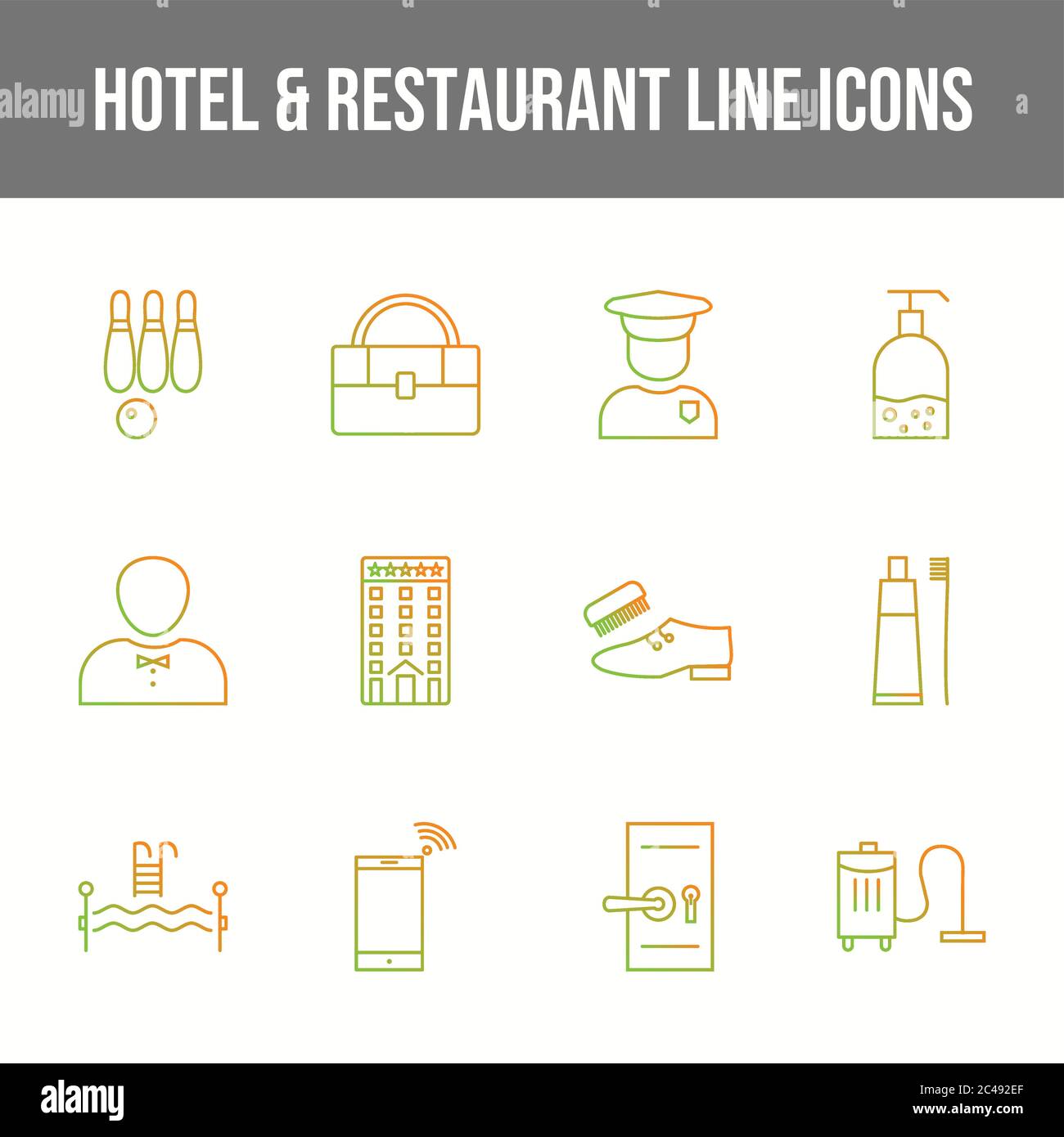 Beautiful Hotel & Restaurant 12 Vector Icons Stock Vector Image & Art ...