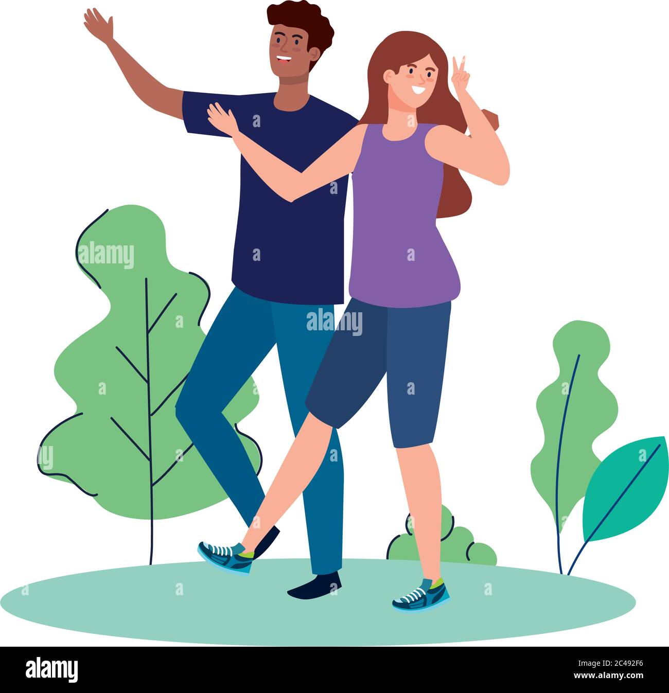 happy couple in landscape, healthy lifestyle, celebrating holiday Stock ...