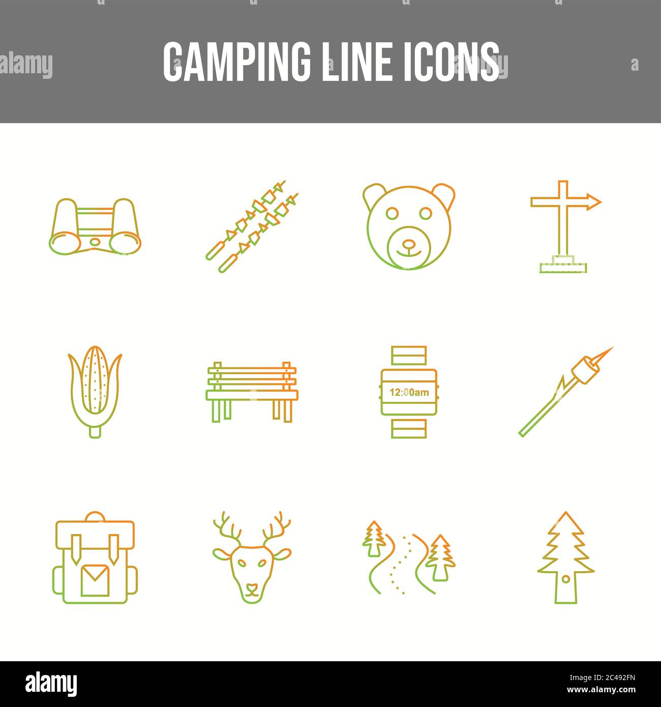 Unique Camping Line Icons Set Stock Vector Image & Art - Alamy