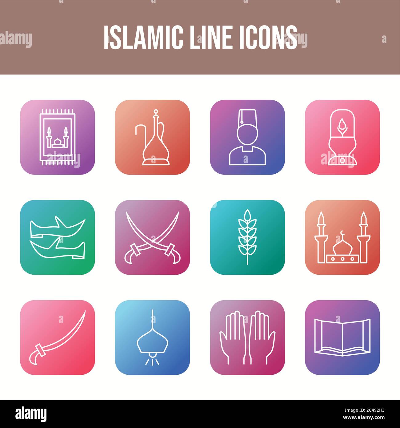 12 Vector Islamic Icons in One Set Stock Vector Image & Art - Alamy