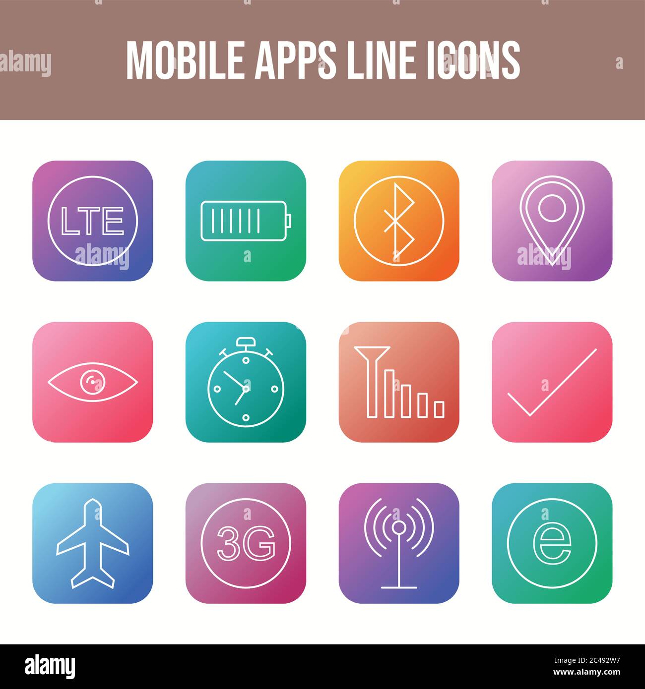 Beautiful Mobile Apps Vector Icons Set Stock Vector Image & Art - Alamy