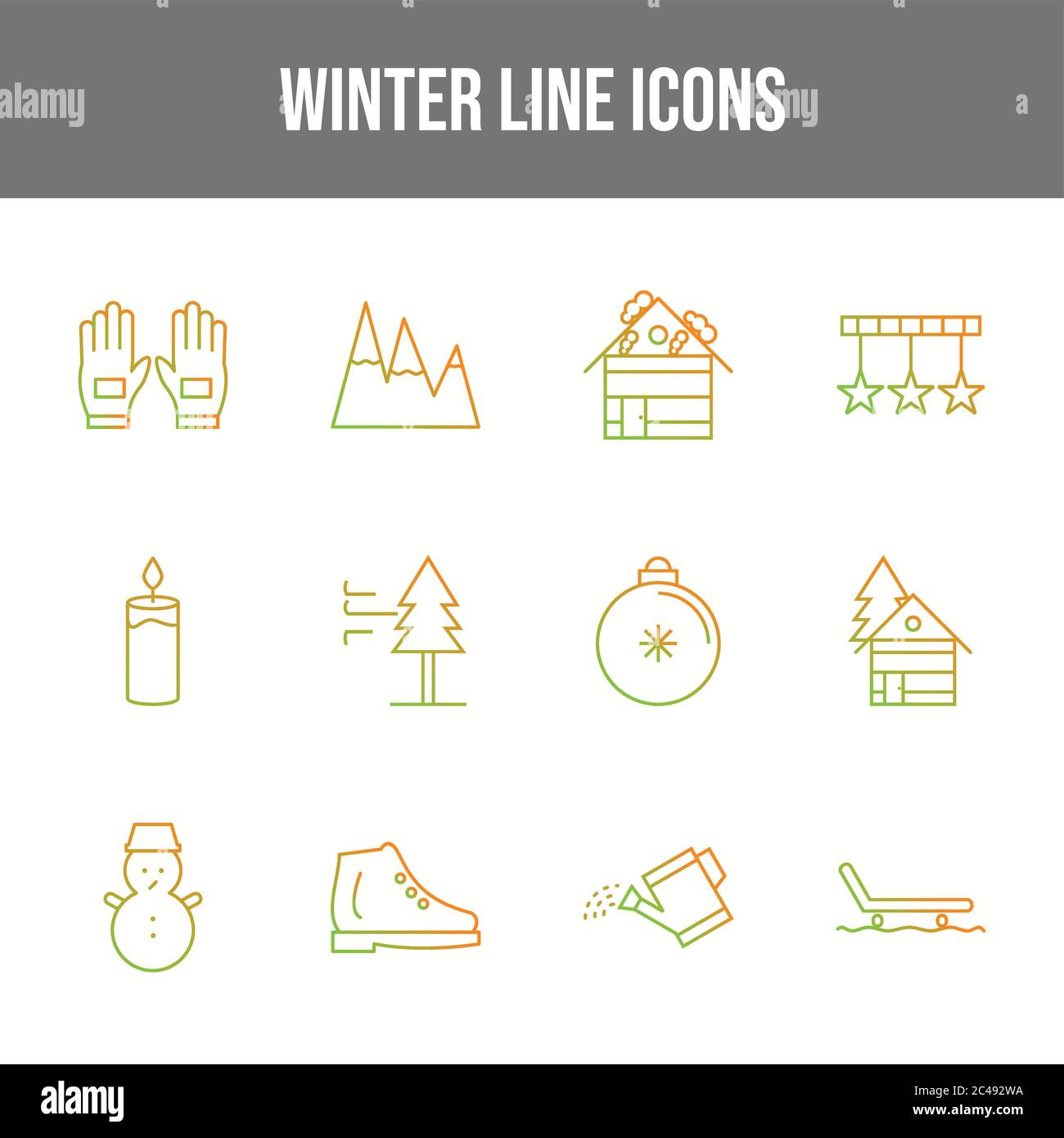 12 Vector Winter Icons in One Set Stock Vector Image & Art - Alamy