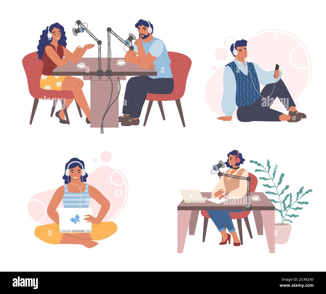 Radio podcast set, vector flat isolated illustration Stock Vector Image ...