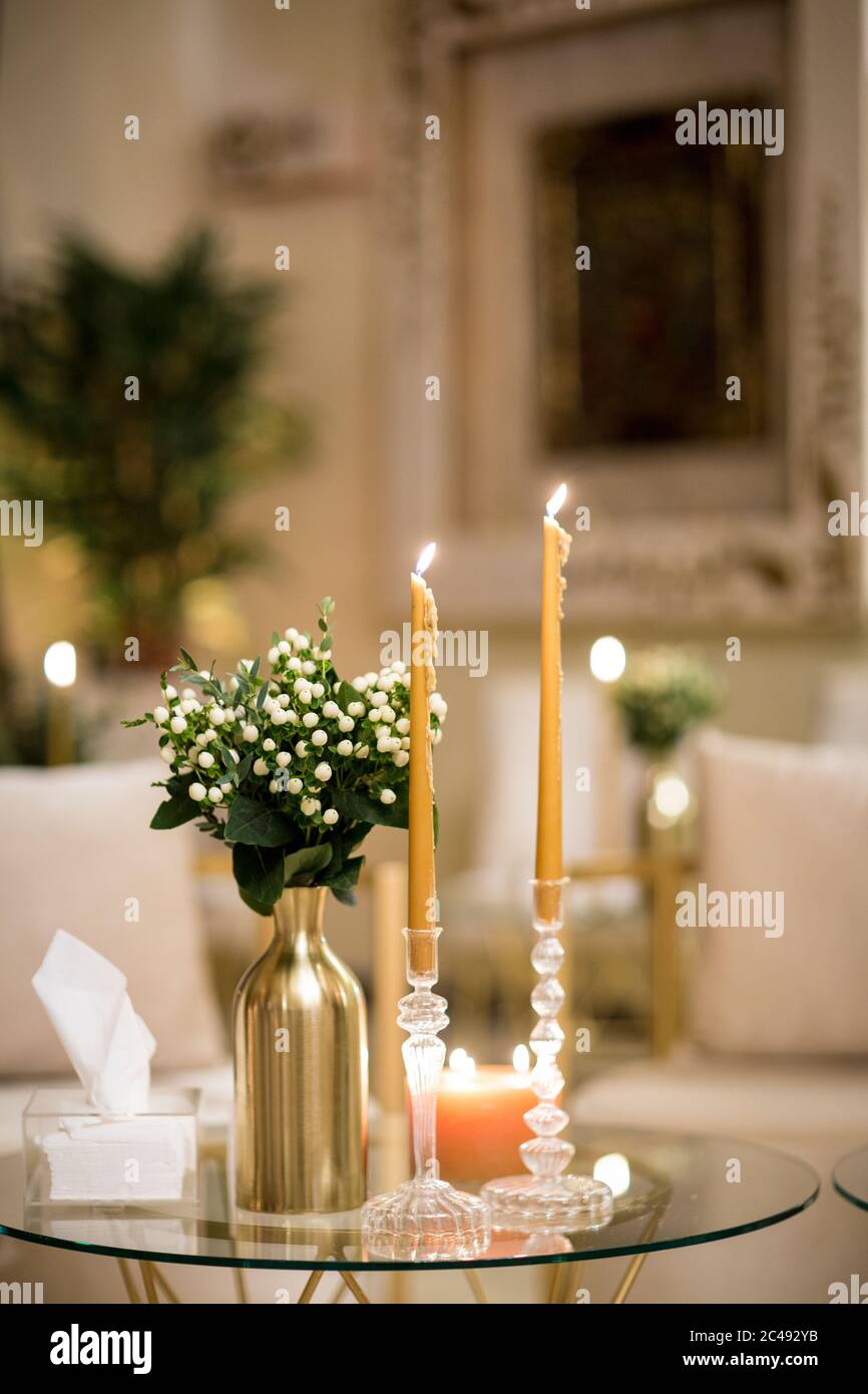 Candle holder dining table hi-res stock photography and images - Alamy