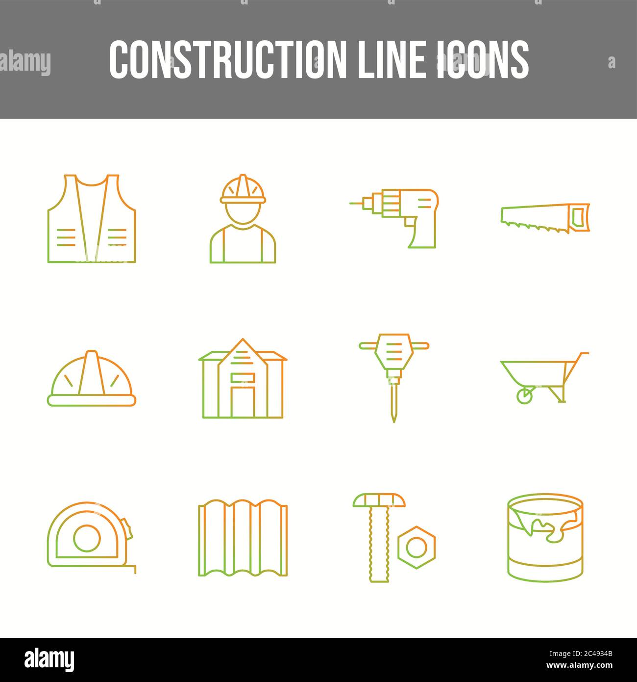 Beautiful Construction 12 Vector Icons Stock Vector Image & Art - Alamy